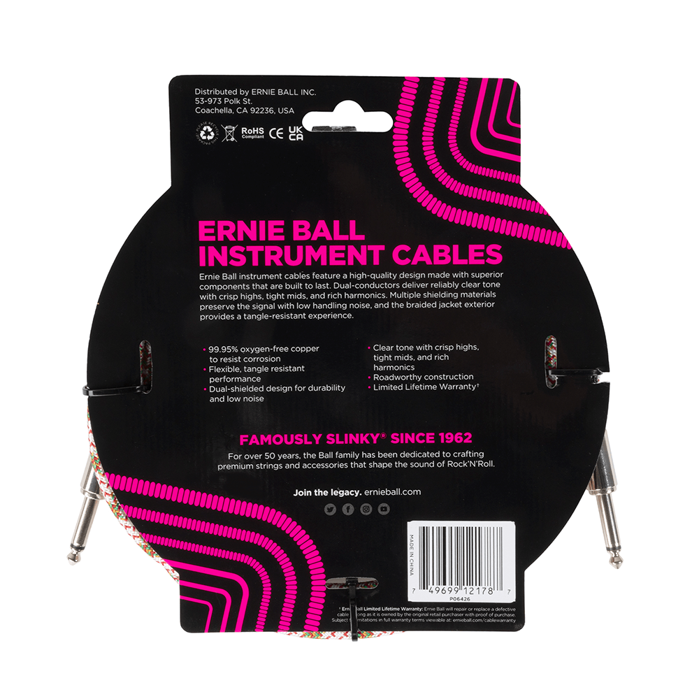 Cabo Ernie Ball P10 Plug Reto com 3 Mts Trançado Emerald Argyle P06426 ...